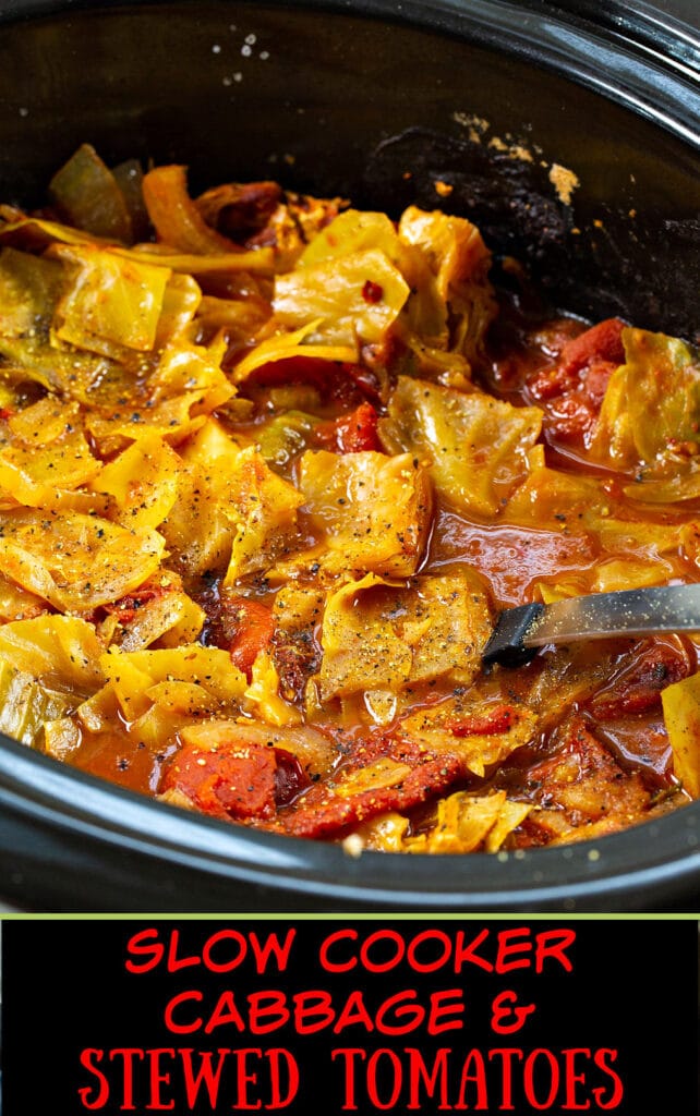 Slow Cooker Cabbage and Stewed Tomatoes - Spicy Southern Kitchen