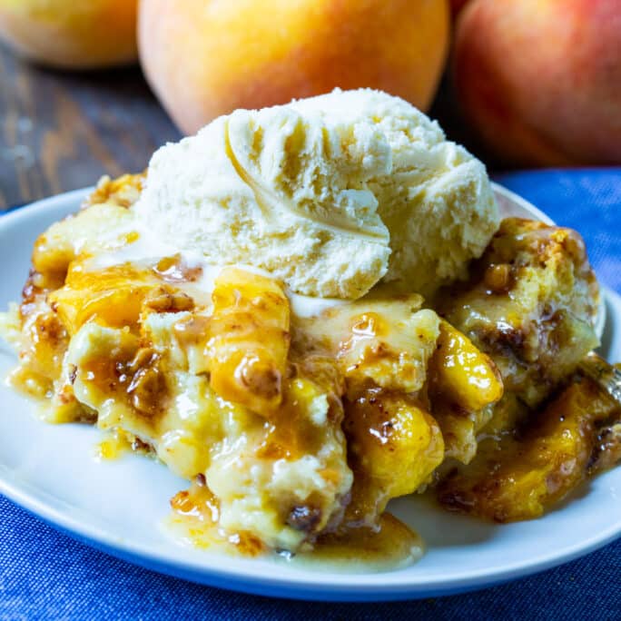Cinnamon-Peach Bread Pudding - Spicy Southern Kitchen