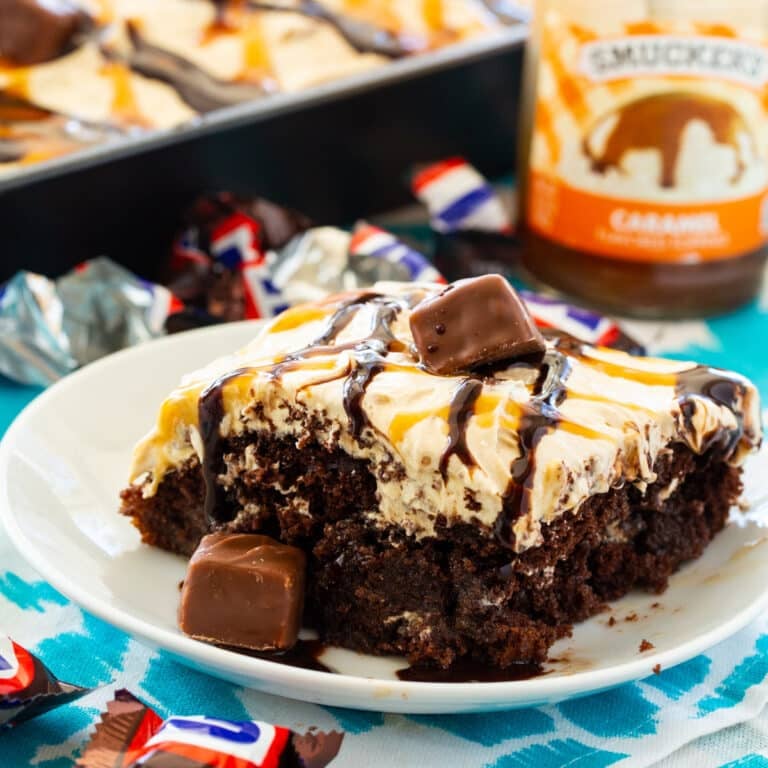 Snickers Poke Cake - Spicy Southern Kitchen