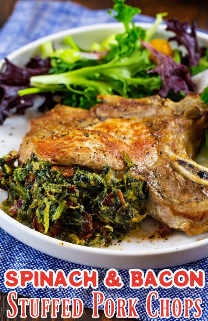 Spinach and Bacon Stuffed Pork Chops - Spicy Southern Kitchen