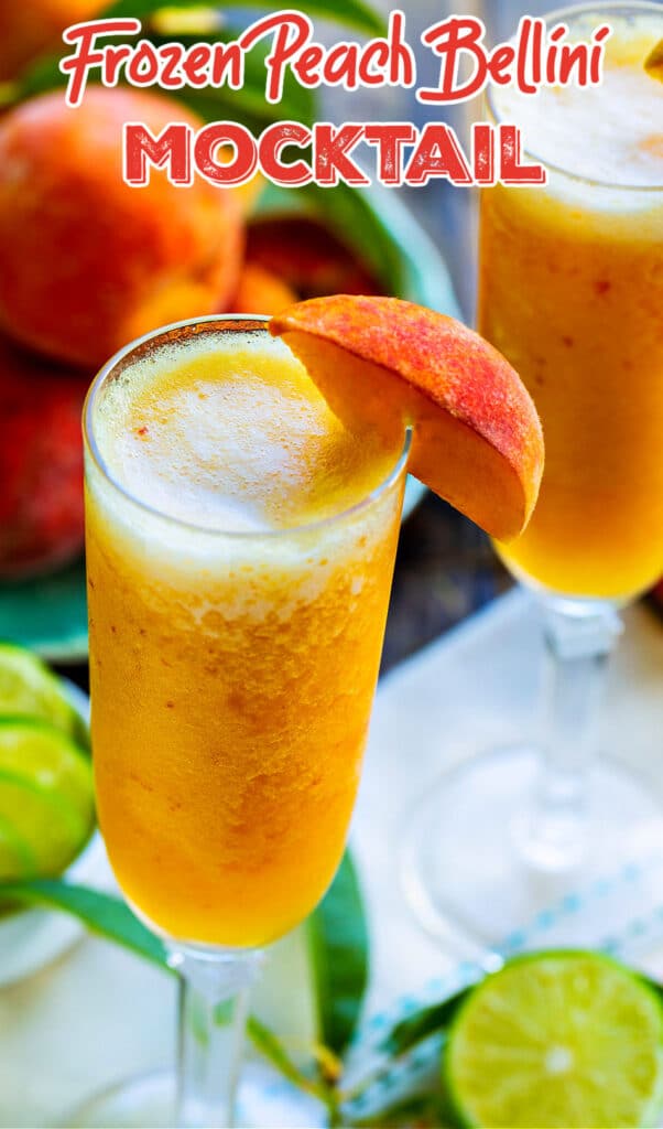 Frozen Peach Bellini Mocktail - Spicy Southern Kitchen