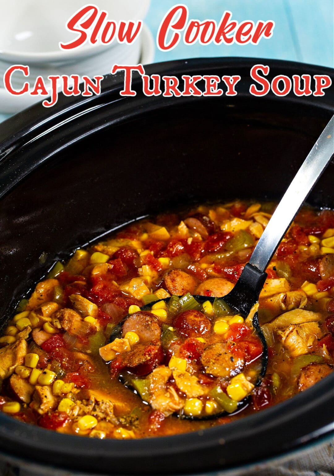 Slow Cooker Cajun Turkey Soup - Spicy Southern Kitchen