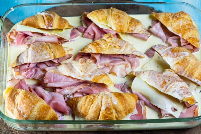 Stuffed Ham and Cheese Croissant Casserole - Spicy Southern Kitchen