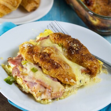Stuffed Ham and Cheese Croissant Casserole - Spicy Southern Kitchen