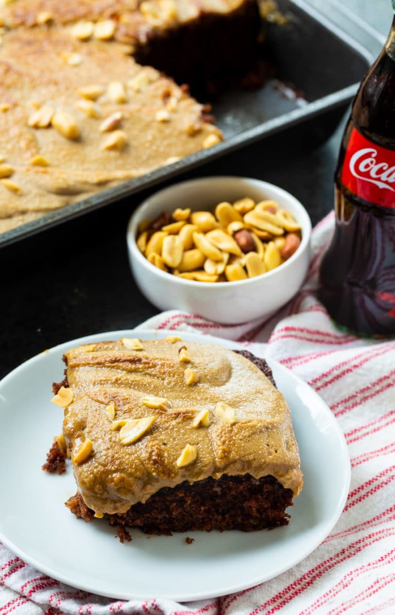 Coca-Cola Cake with Broiled Peanut Frosting - Spicy Southern Kitchen