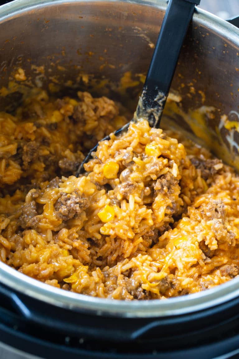 Instant Pot Cheesy Ground Beef and Rice - Spicy Southern Kitchen