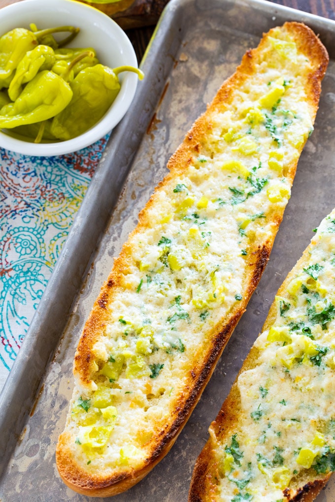 Pepperoncini Garlic Bread - Spicy Southern Kitchen