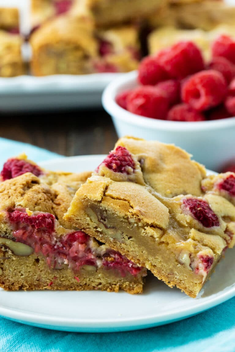 Raspberry-Pecan Blondies - Spicy Southern Kitchen