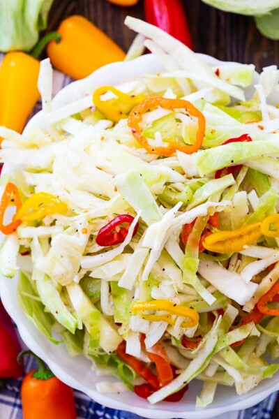 Marinated Cabbage and Sweet Pepper Slaw - Spicy Southern Kitchen