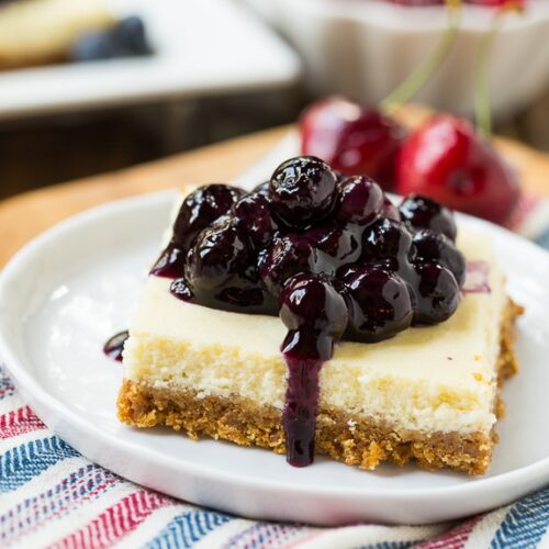 Lightened-Up Cheesecake Bars with Fruit Topping - Spicy Southern Kitchen