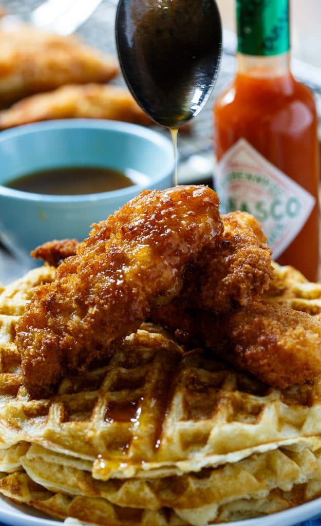 Chicken and Waffles with TABASCO Maple Syrup - Spicy Southern Kitchen