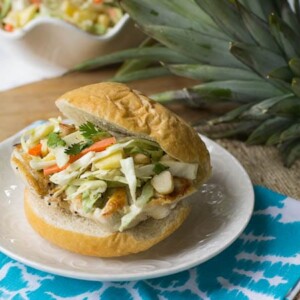 Chicken Sandwich with Pineapple Macadamia Slaw - Spicy Southern Kitchen