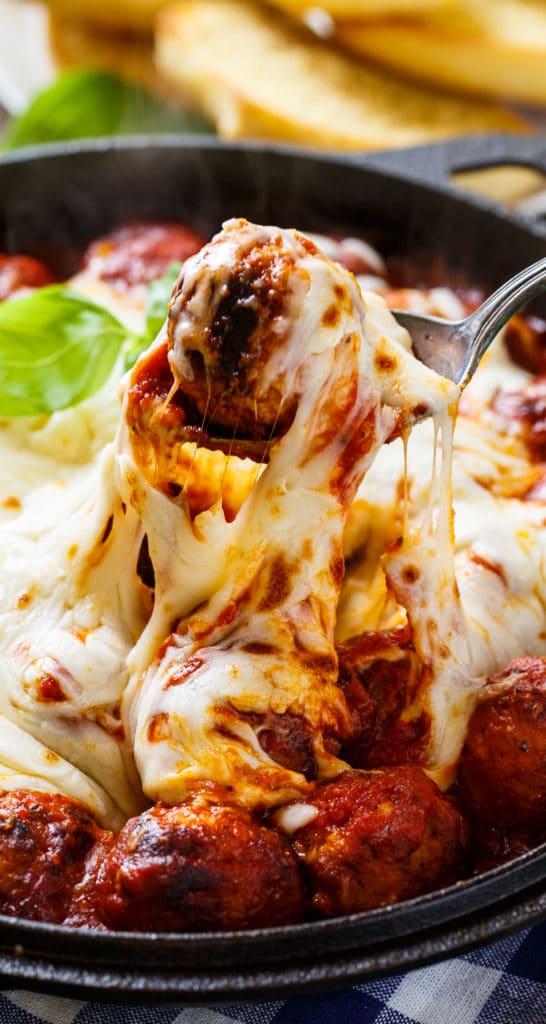 Cheesy Skillet Meatballs - Spicy Southern Kitchen