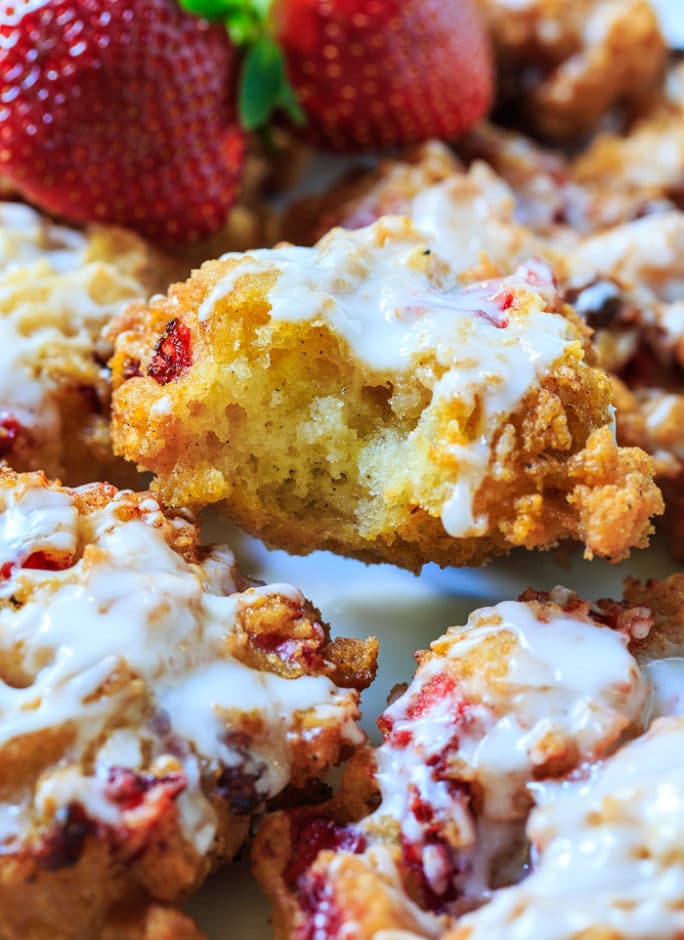Glazed Strawberry Fritters - Spicy Southern Kitchen