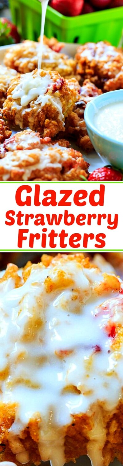 Glazed Strawberry Fritters - Spicy Southern Kitchen