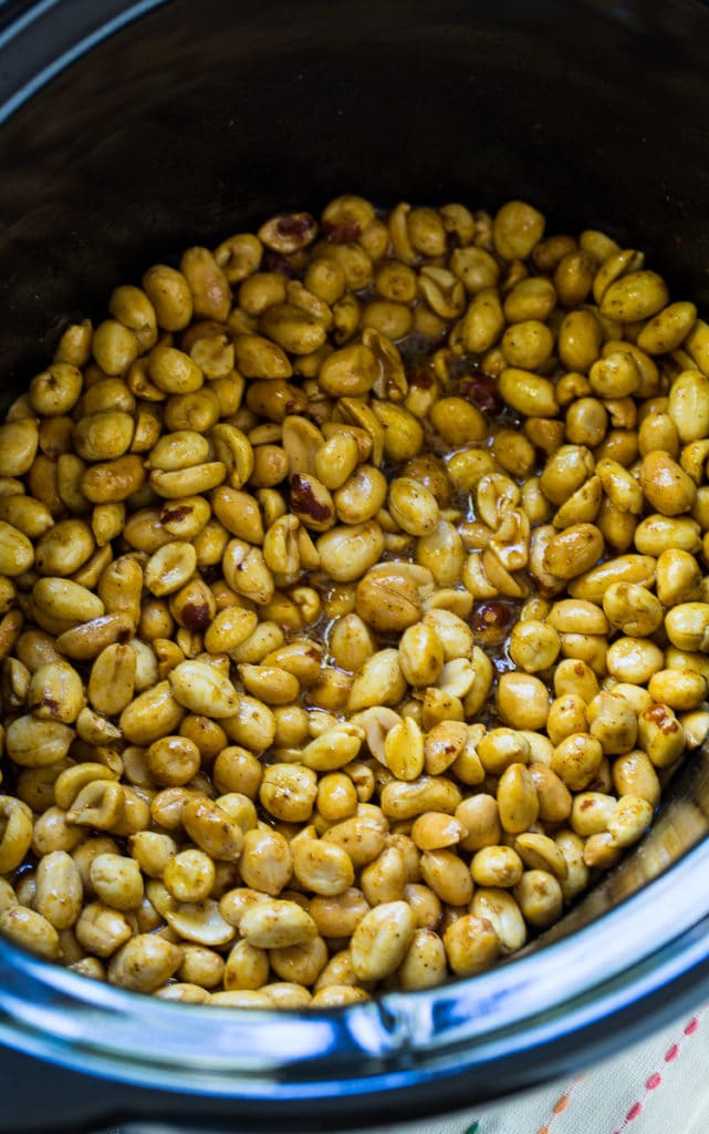 Slow Cooker Sweet and Spicy Peanuts - Spicy Southern Kitchen