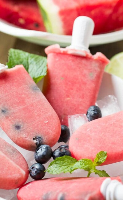 Watermelon-Mint Popsicles with Blueberries - Spicy Southern Kitchen
